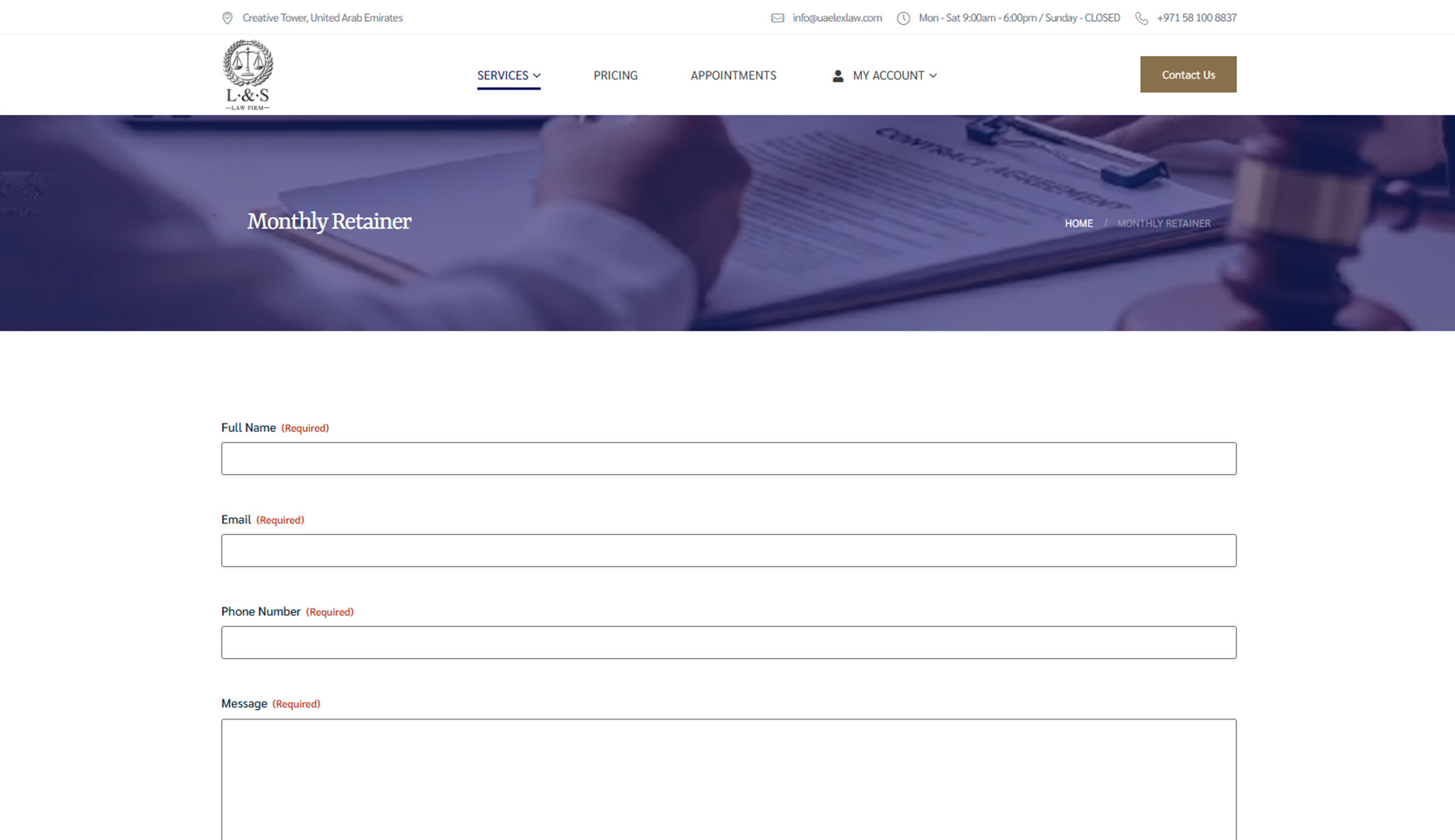 Monthly Retainer – L&S LAW FIRM FZ LLE